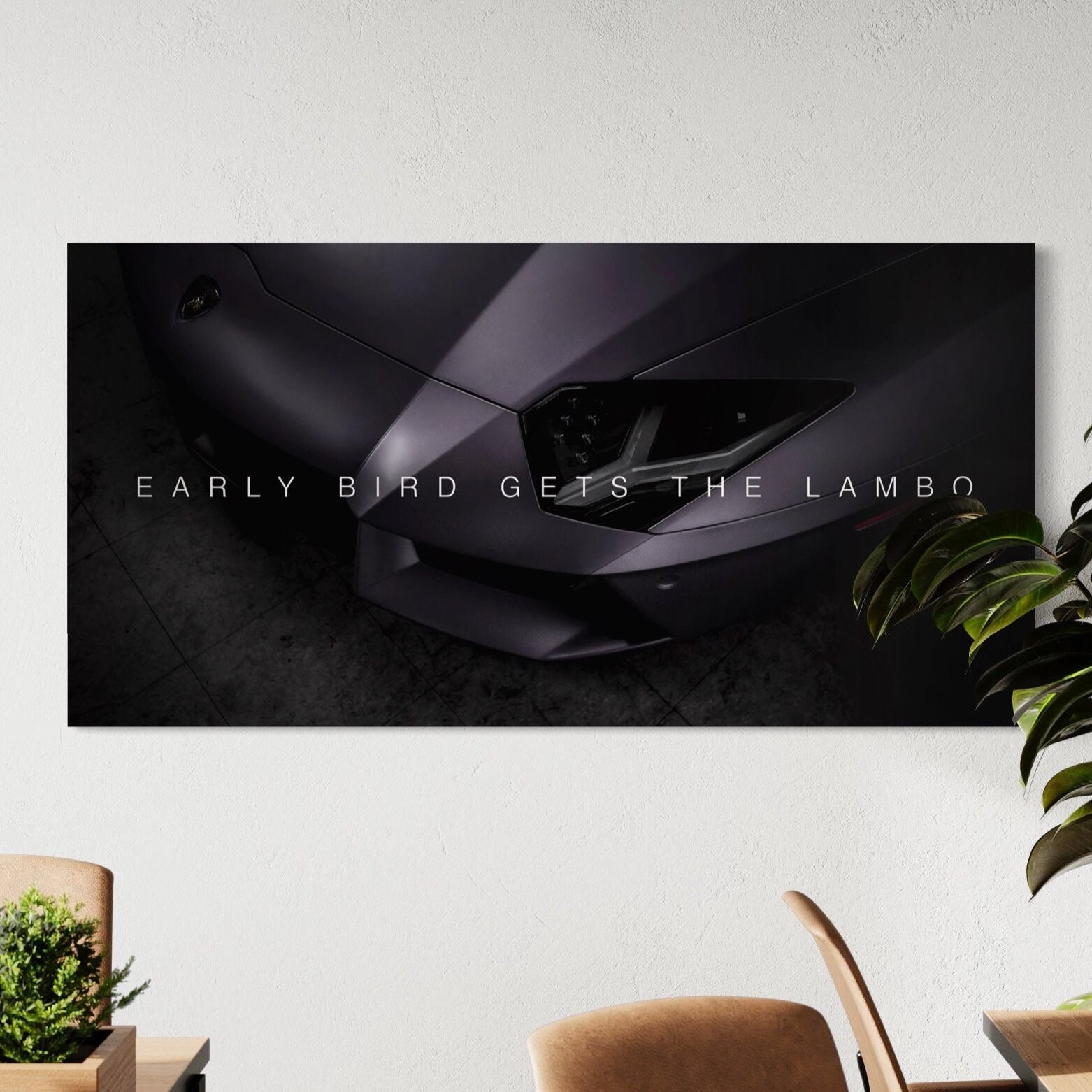 Early Bird Gets Lambo Canvas Wall Art, Motivational Lamborghini Poster ...