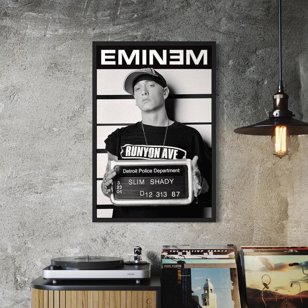 Eminem Mugshot Poster Print Slim Shady Detroit Police Art Iconic Black ...