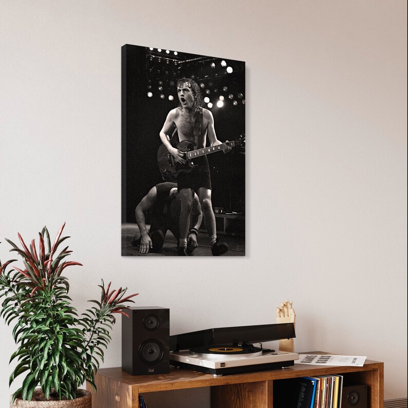 ACDC, Angus Young Playing on Guitar Canvas Heavy Metal Poster Print ...