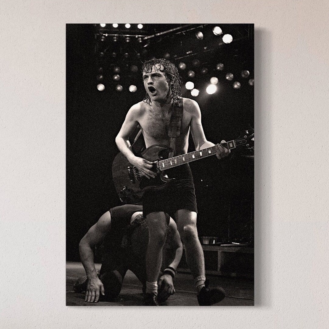 ACDC Angus Young Playing on Guitar Canvas Heavy Metal - Etsy