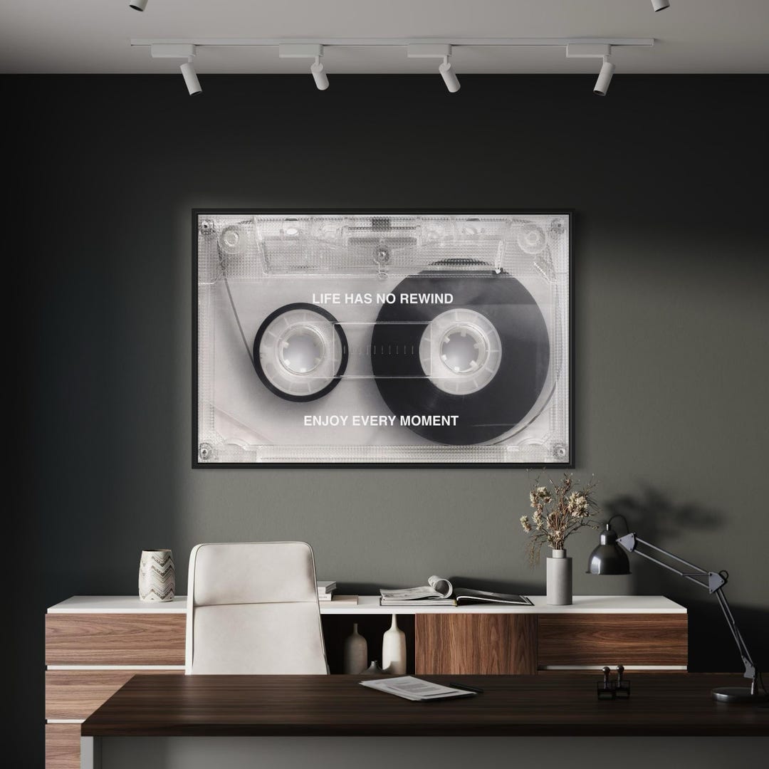 Life Has No Rewind Cassette Motivational Quote Canvas Wall Art | Poster ...