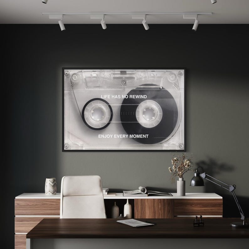 Life Has No Rewind Cassette Motivational Quote Canvas Wall Art | Poster ...