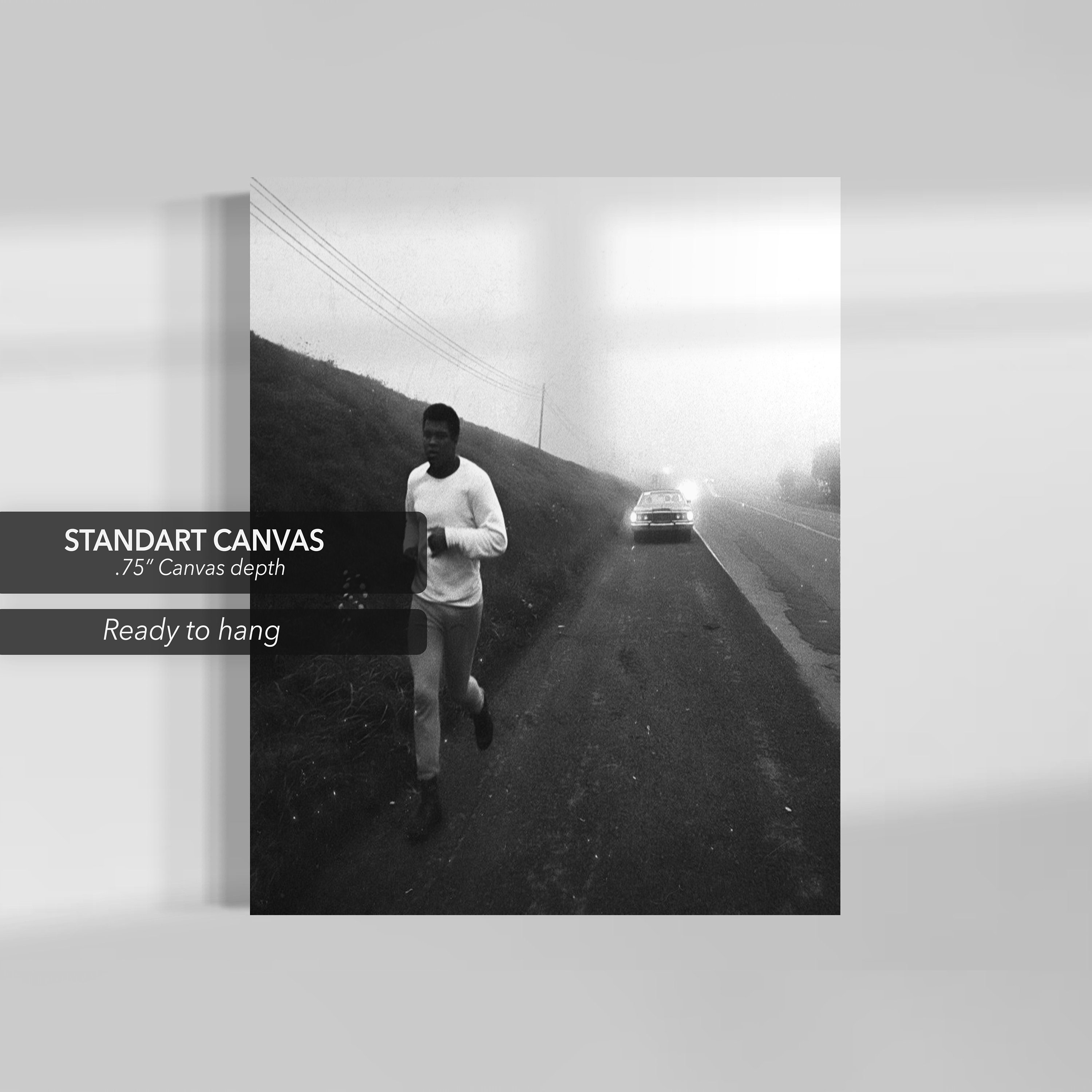 Muhammad Ali Running Along the Side of the Road Canvas Wrap - Etsy