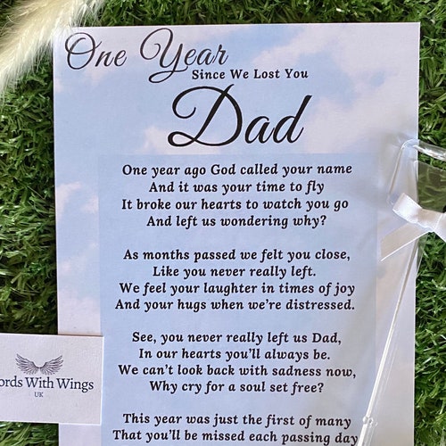 One Year Since I Lost You Dad Grave Card Memorial Card - Etsy UK One Year Since I Lost You Dad Grave Card Memorial Card - Etsy UK