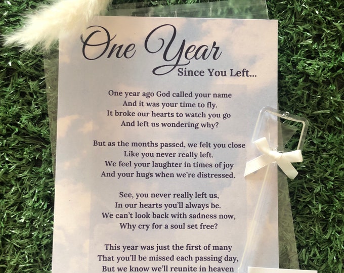 One Year Since You Left Grave Card Memorial Card - Etsy UK One Year Since You Left Grave Card Memorial Card - Etsy UK