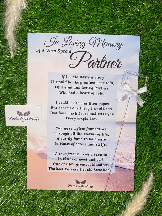 In Loving Memory of A Special Partner Grave Card Funeral - Etsy UK