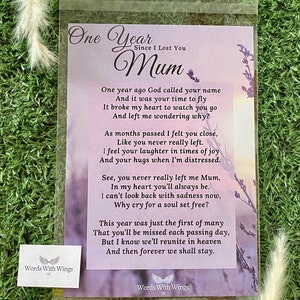 One Year Since I Lost You Mum | Grave Card | Memorial Card | Grave ...