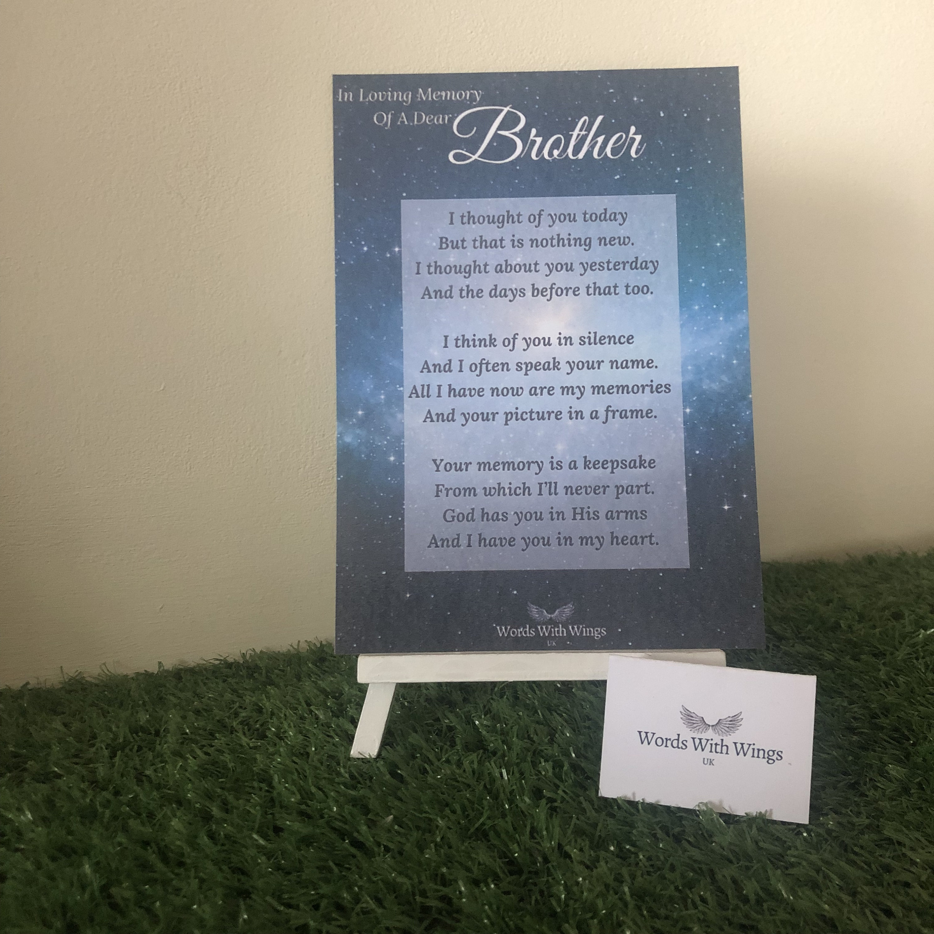 In Loving Memory of A Dear Brother Grave Card | Memorial Card ...