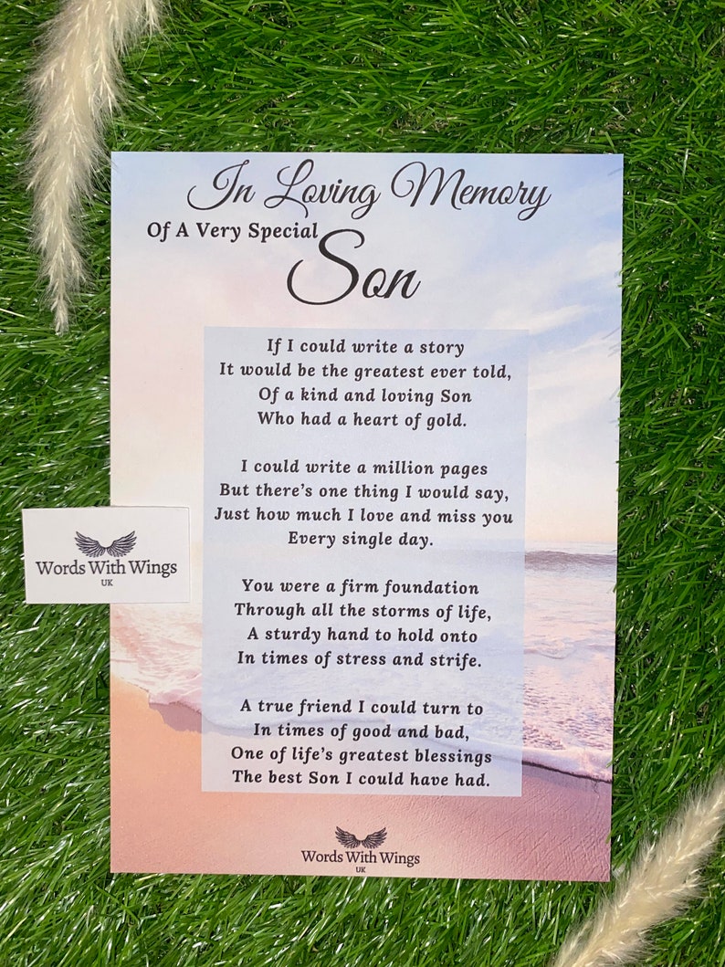 In Loving Memory of A Very Special Son Grave Card Funeral - Etsy