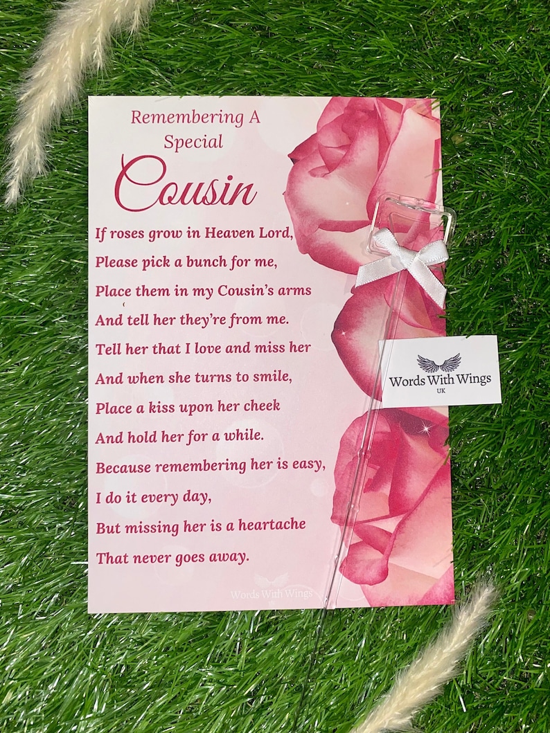 Remembering A Special Cousin Grave Card Cousin Funeral - Etsy