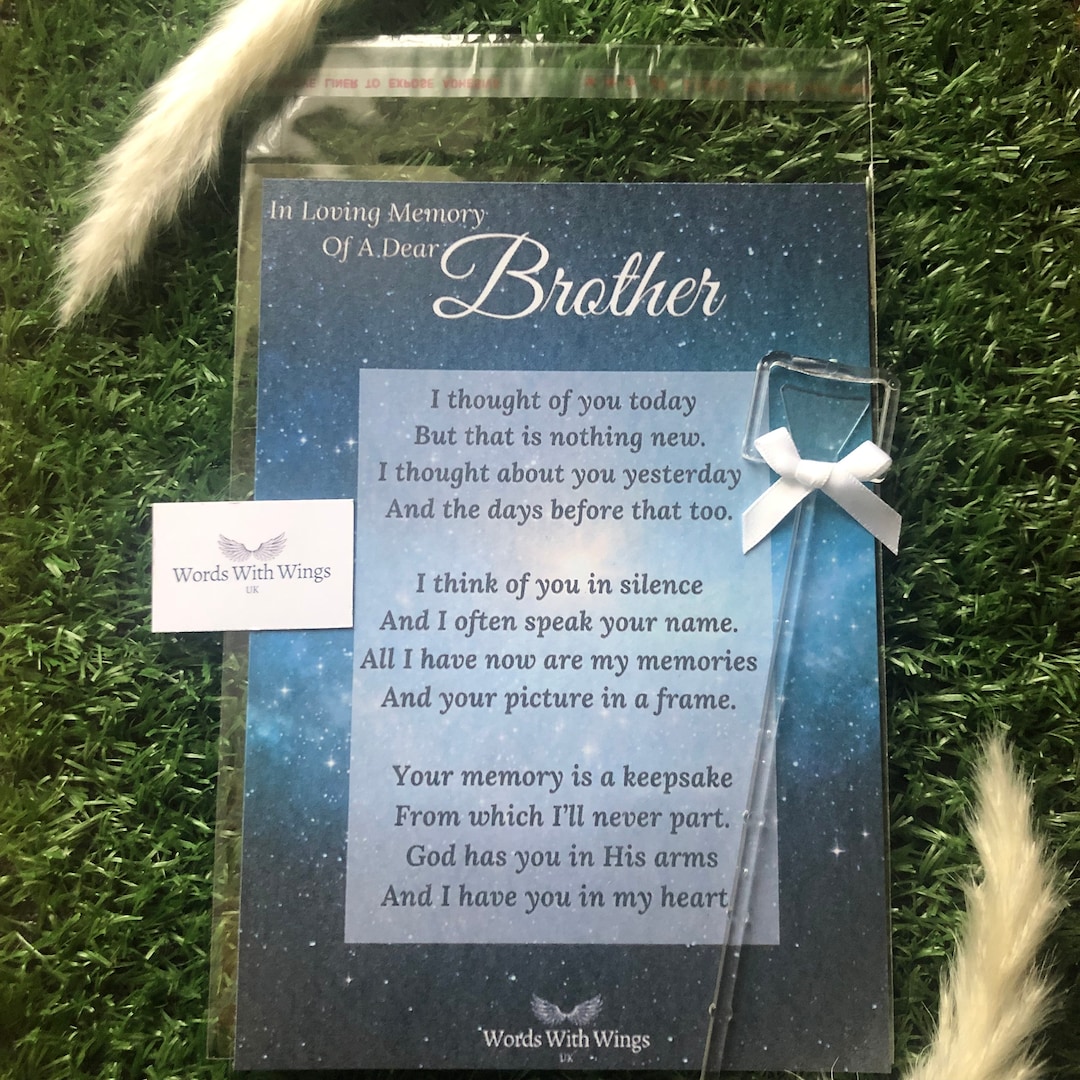 In Loving Memory of A Dear Brother Grave Card | Memorial Card ...