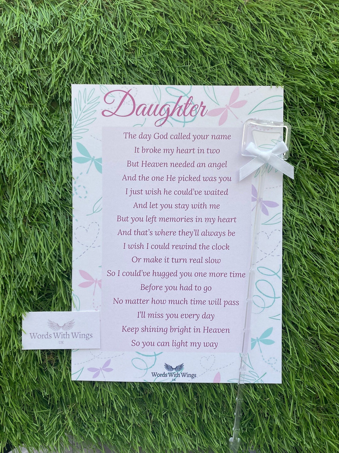 Daughter Grave Card | Grave Marker | Grave Ornament | Funeral Tribute ...