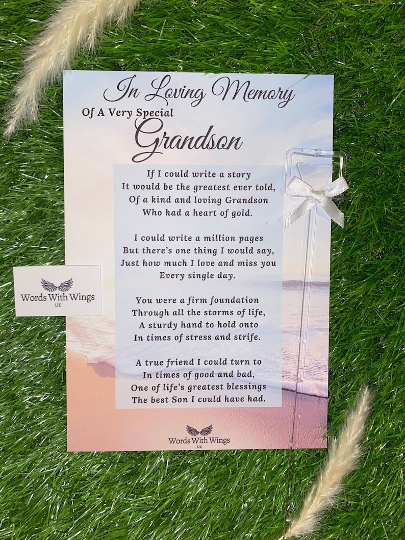 In Loving Memory of A Special Grandson Grave Card Funeral - Etsy