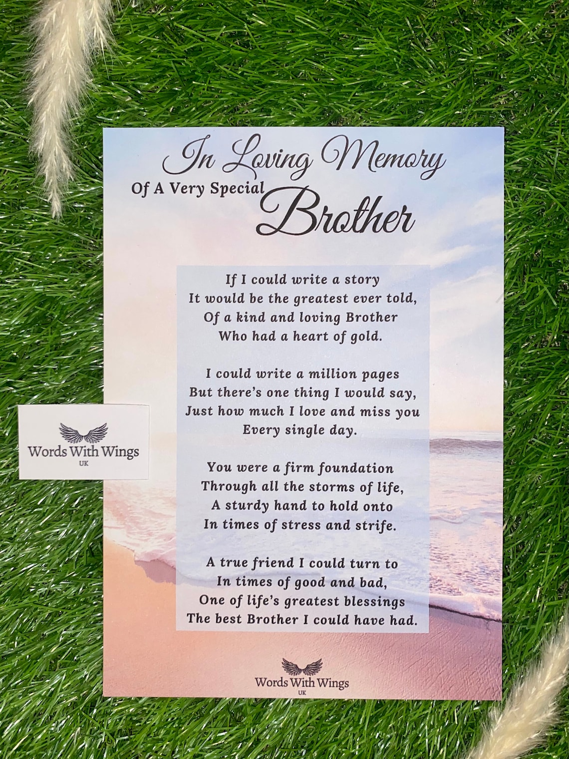 In Loving Memory of A Special Brother Grave Card | Funeral Tribute ...