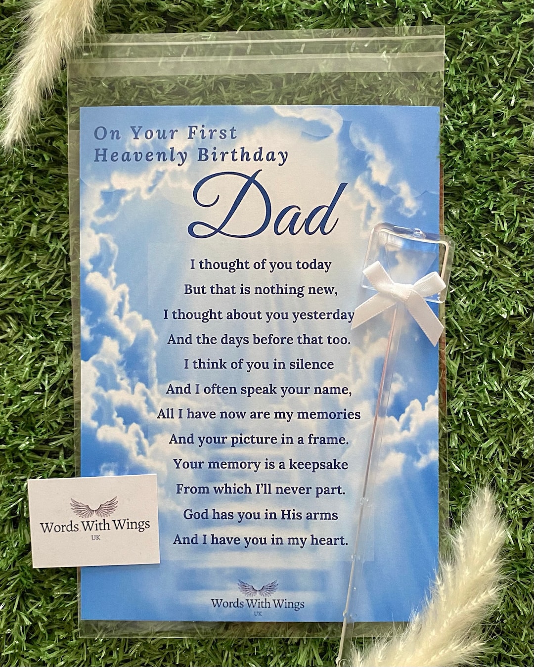 On Your First Heavenly Birthday Dad Grave Card | Memorial Card ...
