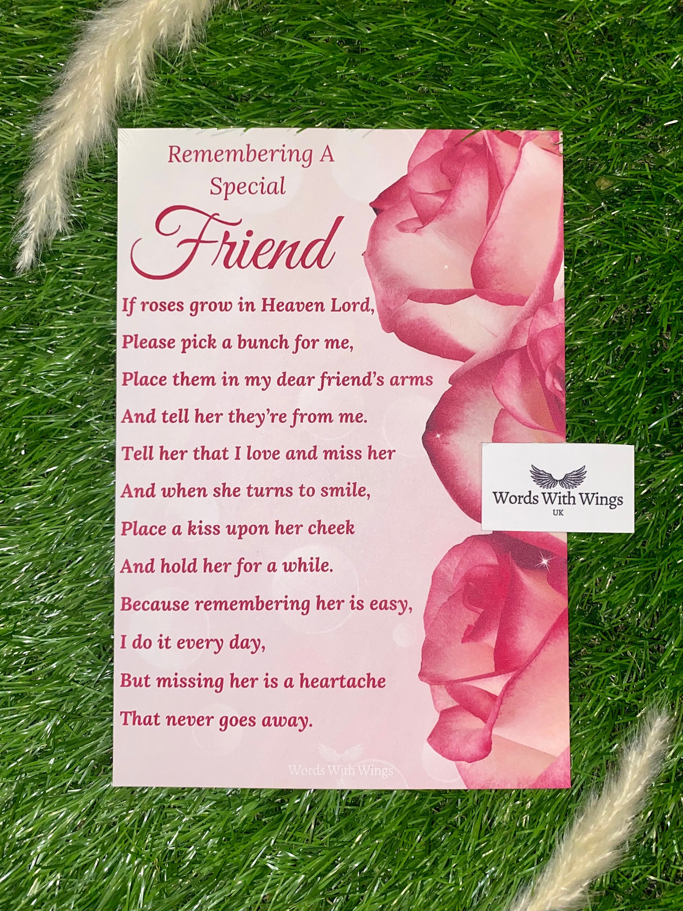 Remembering A Special Friend Grave Card Friend Funeral - Etsy UK
