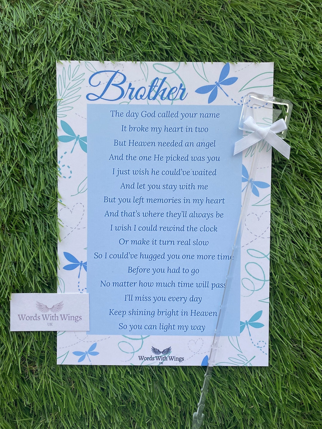 Brother Grave Card | Grave Marker | Grave Ornament | Funeral Tribute ...