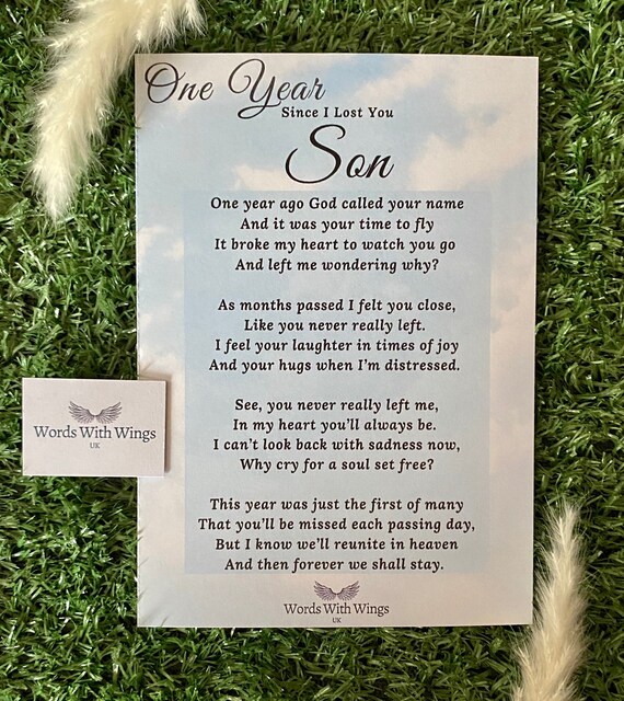 One Year Since I Lost You Son Grave Card Memorial Card - Etsy UK One Year Since I Lost You Son Grave Card Memorial Card - Etsy UK