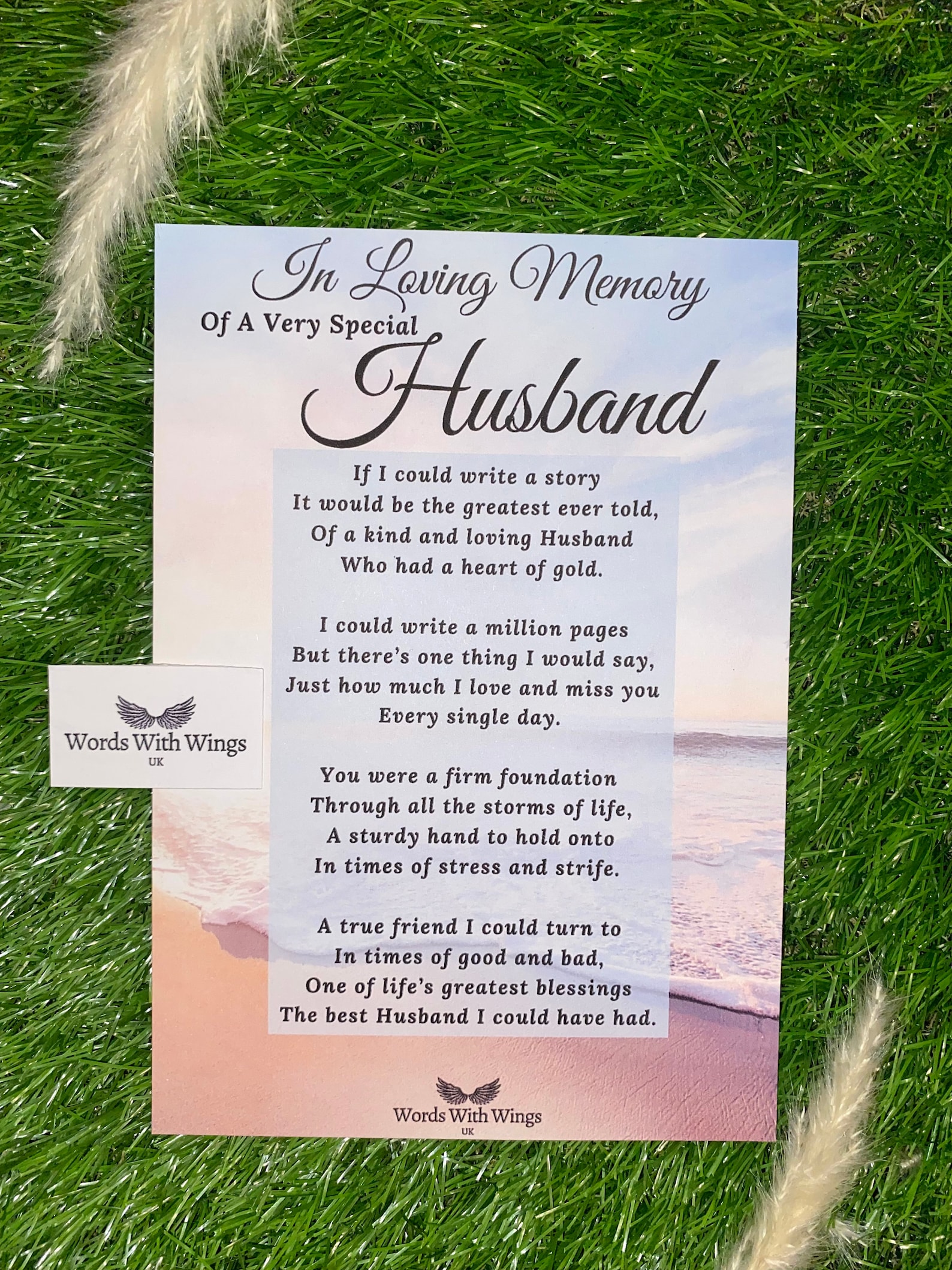 In Loving Memory of A Special Husband Grave Card Funeral Tribute ...