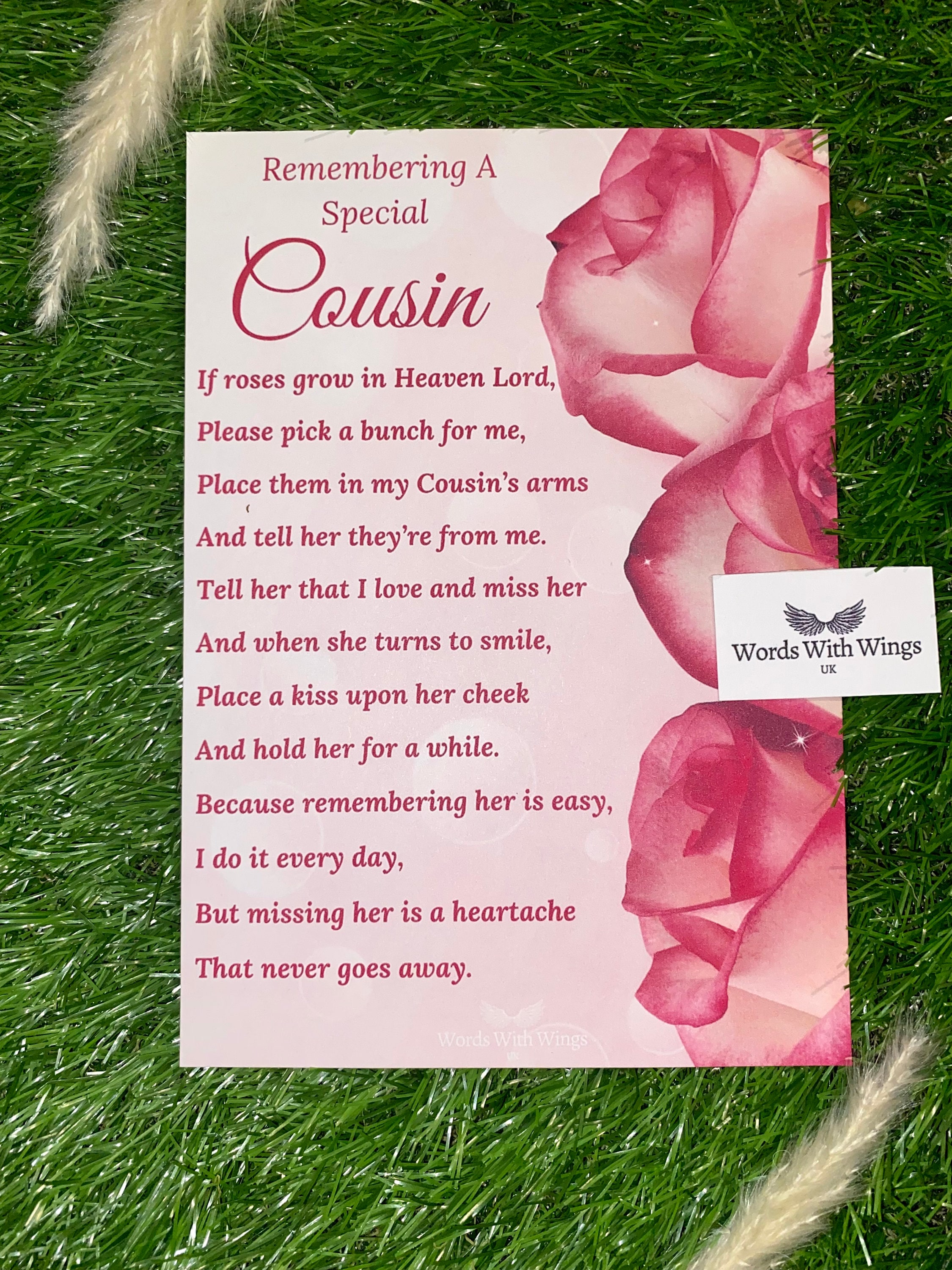Remembering A Special Cousin Grave Card | Cousin Funeral Tribute ...