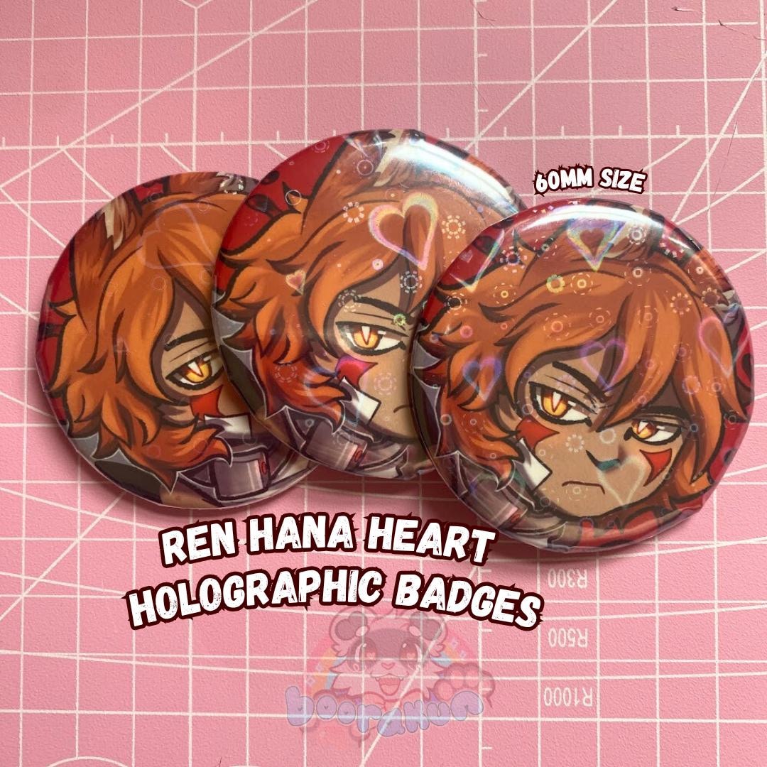 Ren Hana Heart Rainbow Holographic Pin Badge - Etsy