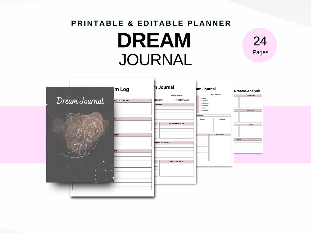 Dream Journal | Printable & Editable Dream Tracking Notebook - Etsy
