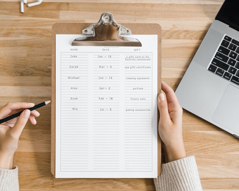 Printable, Fillable Birthday Tracker and Gift List Template | Birthday ...