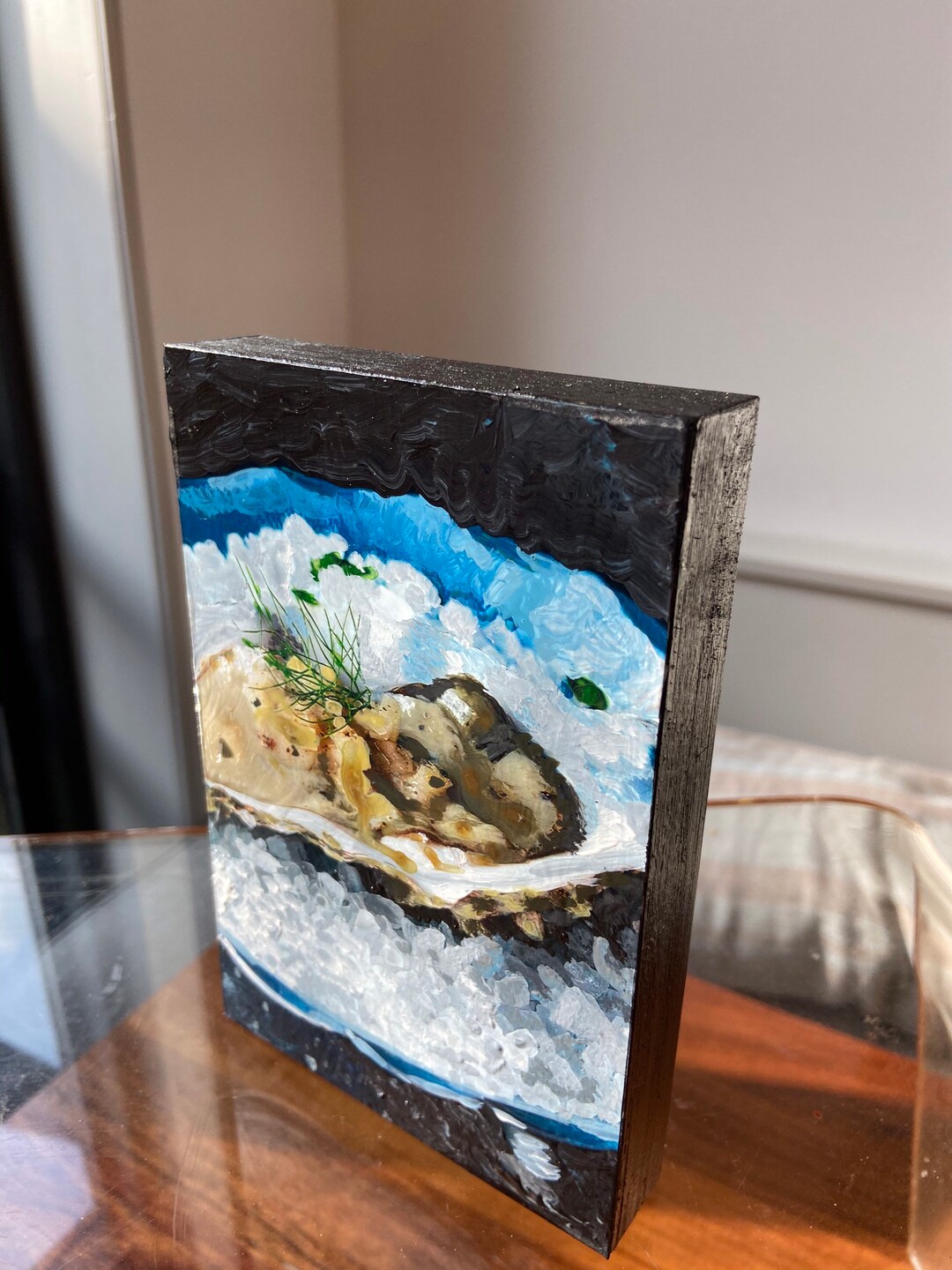 6x4” Decoupage Painting on Wood Framed Panel: Oysters With Fennel - Etsy