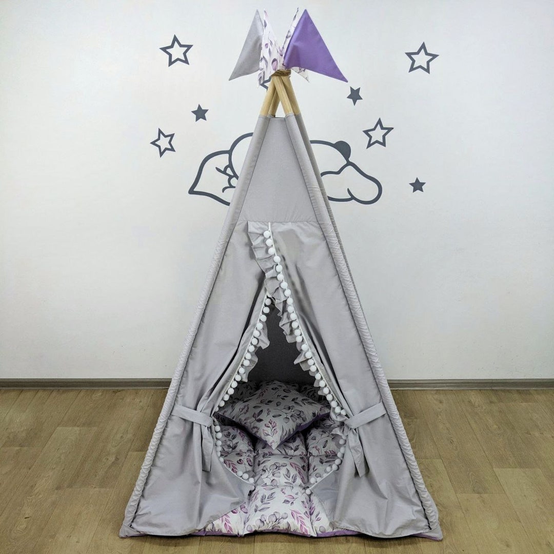 Gray Floral Teepee Girls Blossom Teepee Flower Play Tent - Etsy
