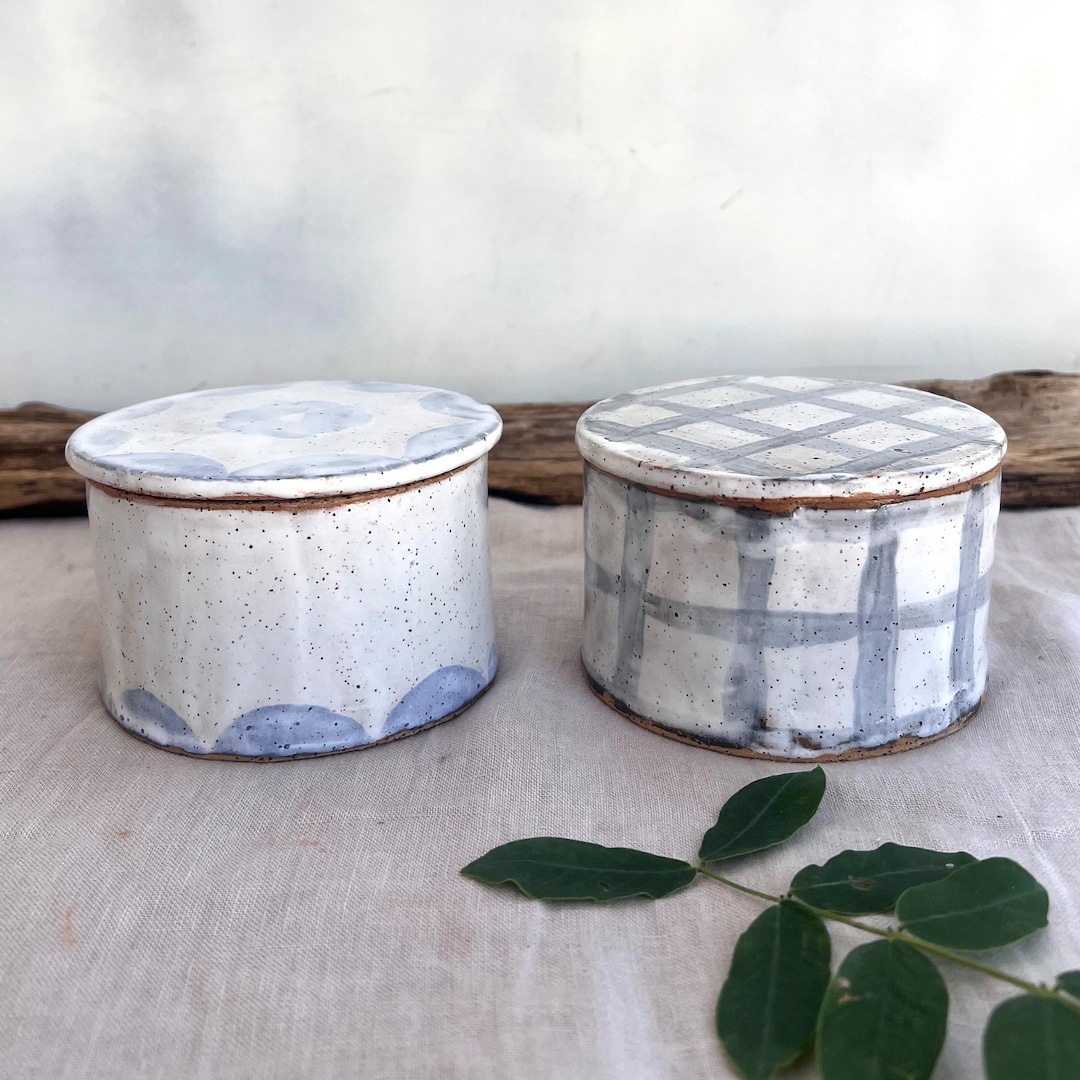 French Butter Crock,white Rustic Butter Crock With Lid,decorative ...