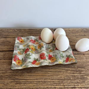 Floral Rustic Ceramic 12 Egg Tray ,handmade Egg Holder ,easter Tray ...