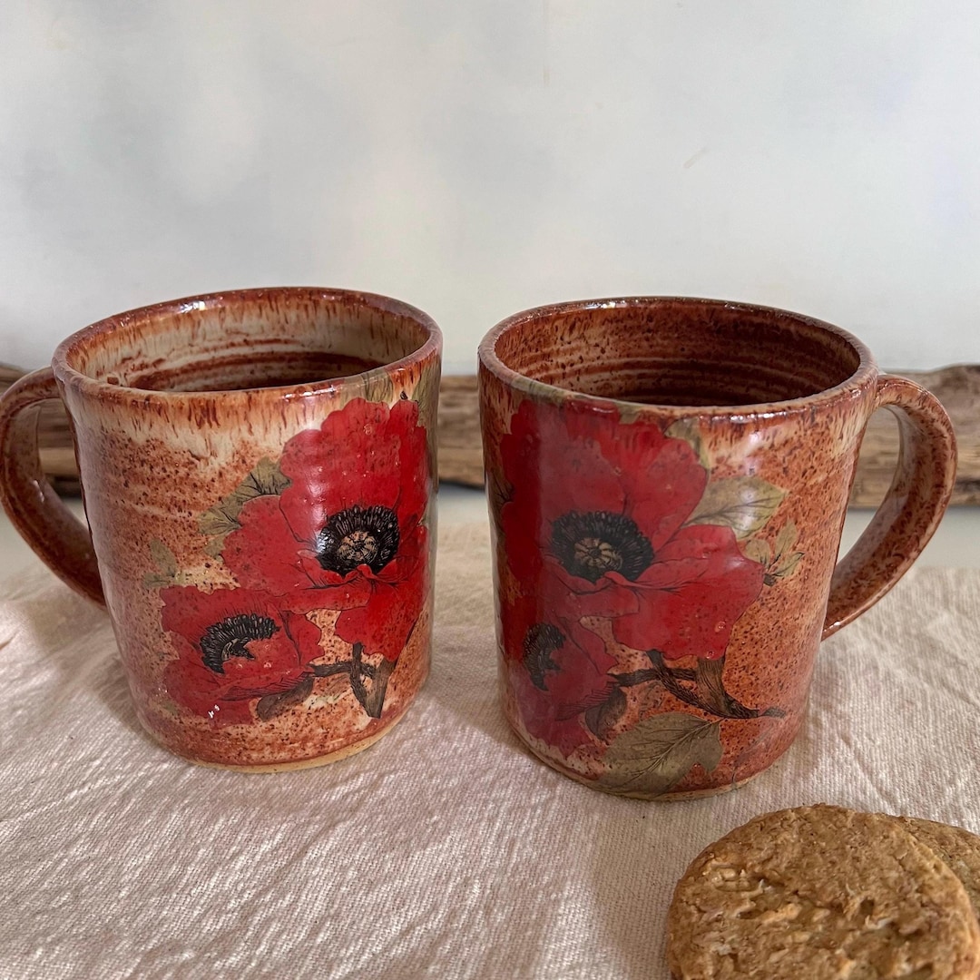 Rustic Stoneware Coffee Mug Set, Brown Speckled Ceramic Cups,coffee ...