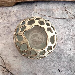 Rustic Beige Ceramic Round Vase With Organic Cutouts,earthy Home ...