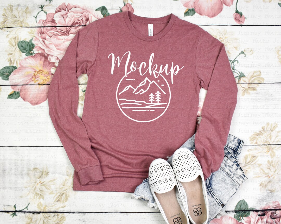 Bella Canvas 3501 Mockup Heather Mauve | 3501 Mockup | Bella Canvas ...