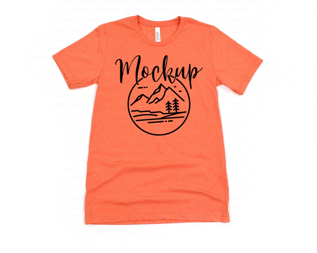 3001 Heather Orange | Bella Canvas 3001 Mockup | Bella Canvas Flat Lay ...
