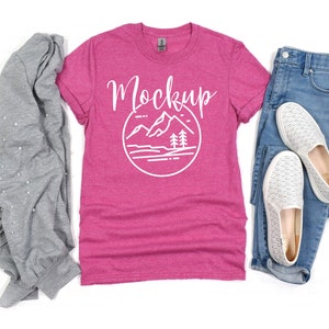 Gildan 64000 Mockup | Heather Berry | Gildan Softstyle | Spring or Fall ...