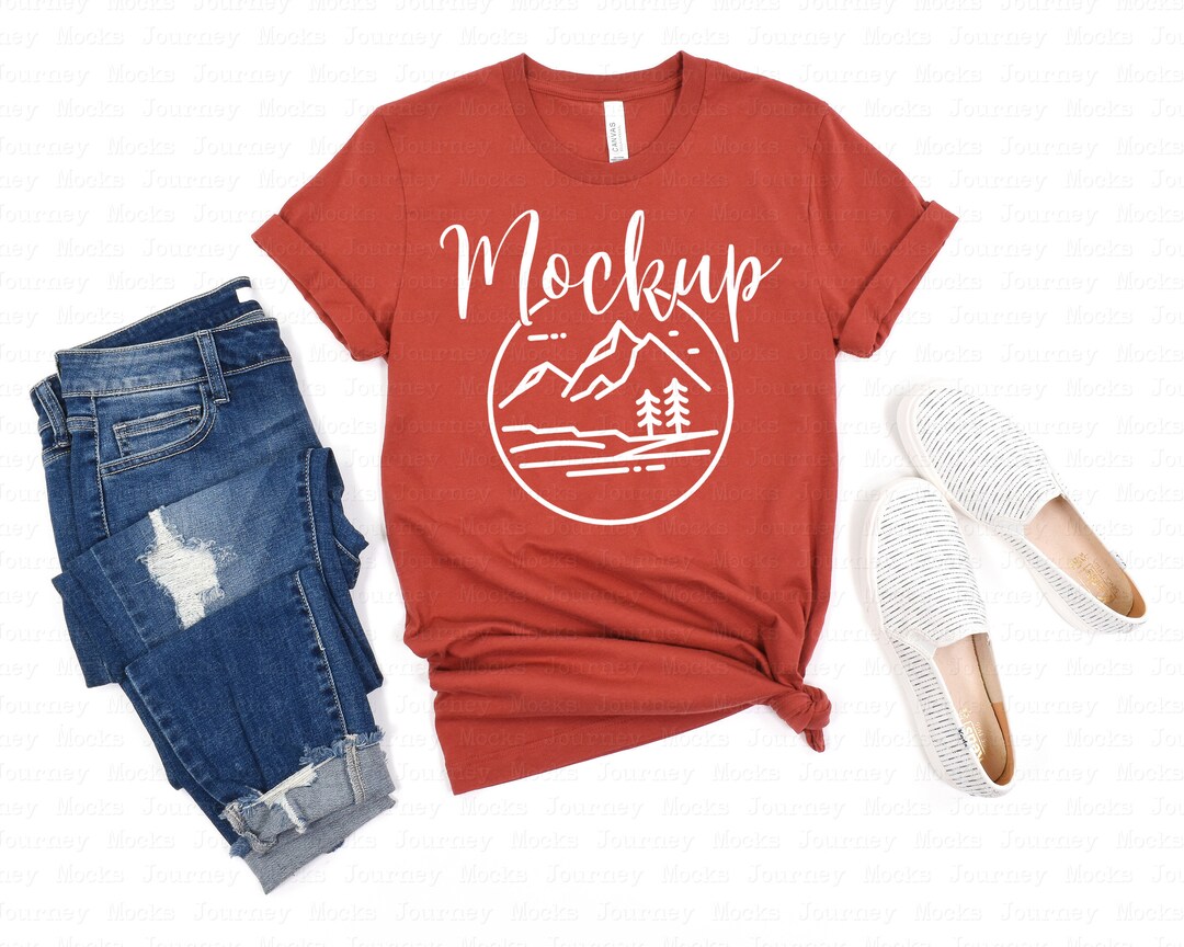 3001 Rust | Bella Canvas 3001 Mockup | Bella Canvas Flat Lay | Tshirt ...