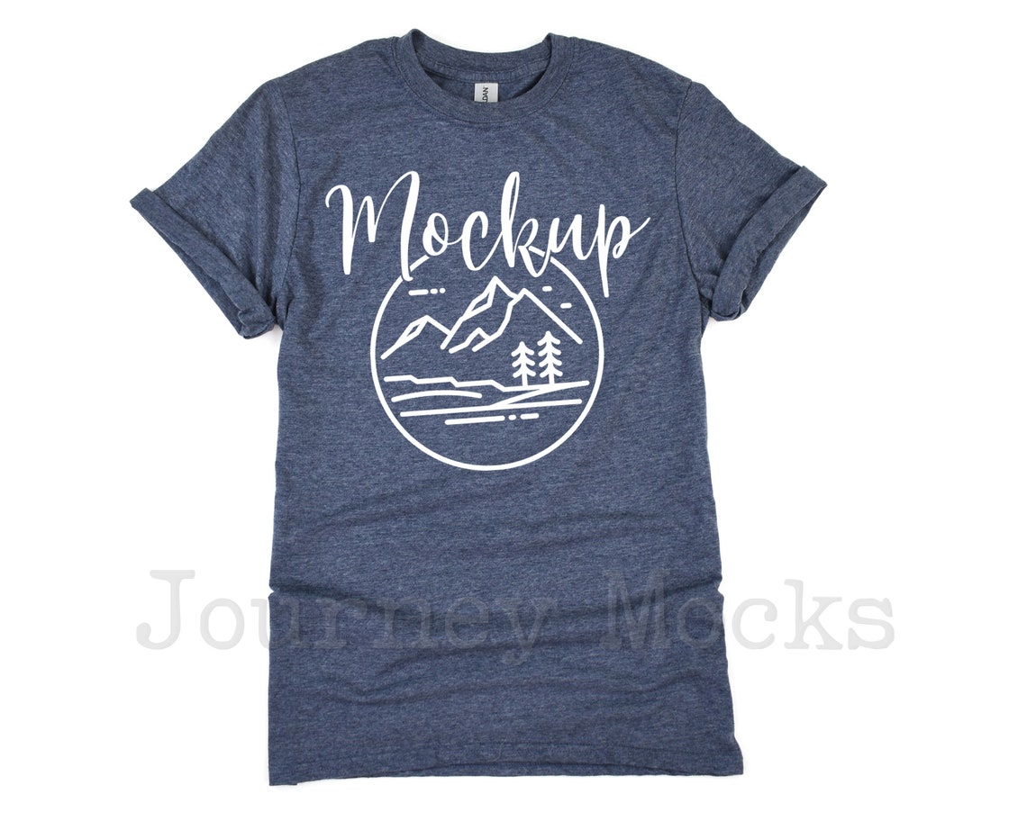 Gildan 64000 Heather Navy Mockup Gildan Softstyle Mockup Etsy