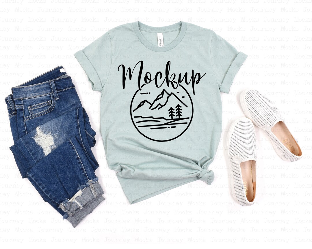 Heather Dusty Blue | Bella Canvas 3001 Mockup | 3001 Mockup | Bella ...