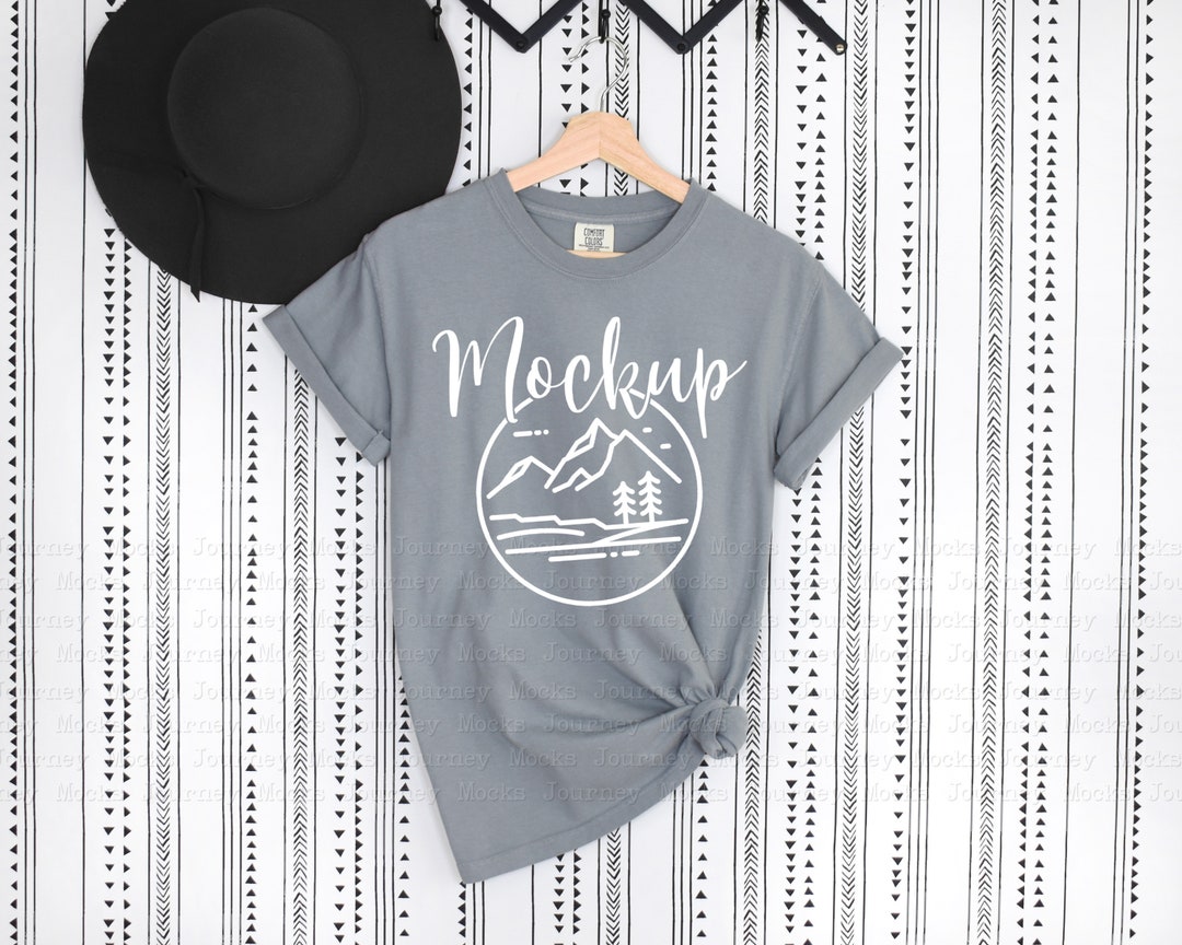 Granite | Comfort Colors 1717 Mockup | C1717 Mockup Flat Lay | Hanging ...