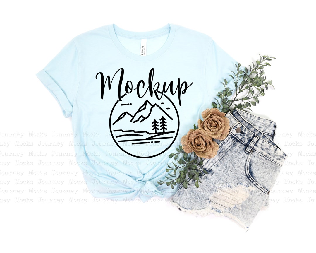 3001 Heather Ice Blue | Bella Canvas 3001 Mockup | 3001 Mockup | Bella ...