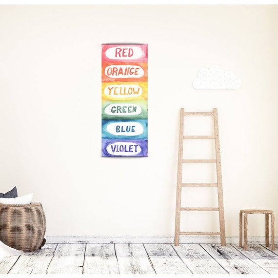 Children's Rainbow Reading and Color Learning Poster | Etsy