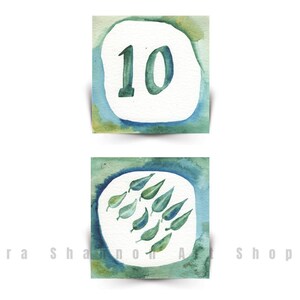 Watercolor Leaf Number Flash Cards - Etsy