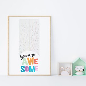 You Are Awesome Printable Poster Wall Art Decor Cute Kids Art Nursery ...