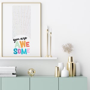 You Are Awesome Printable Poster Wall Art Decor Cute Kids Art Nursery ...