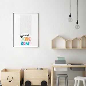You Are Awesome Printable Poster Wall Art Decor Cute Kids Art Nursery ...