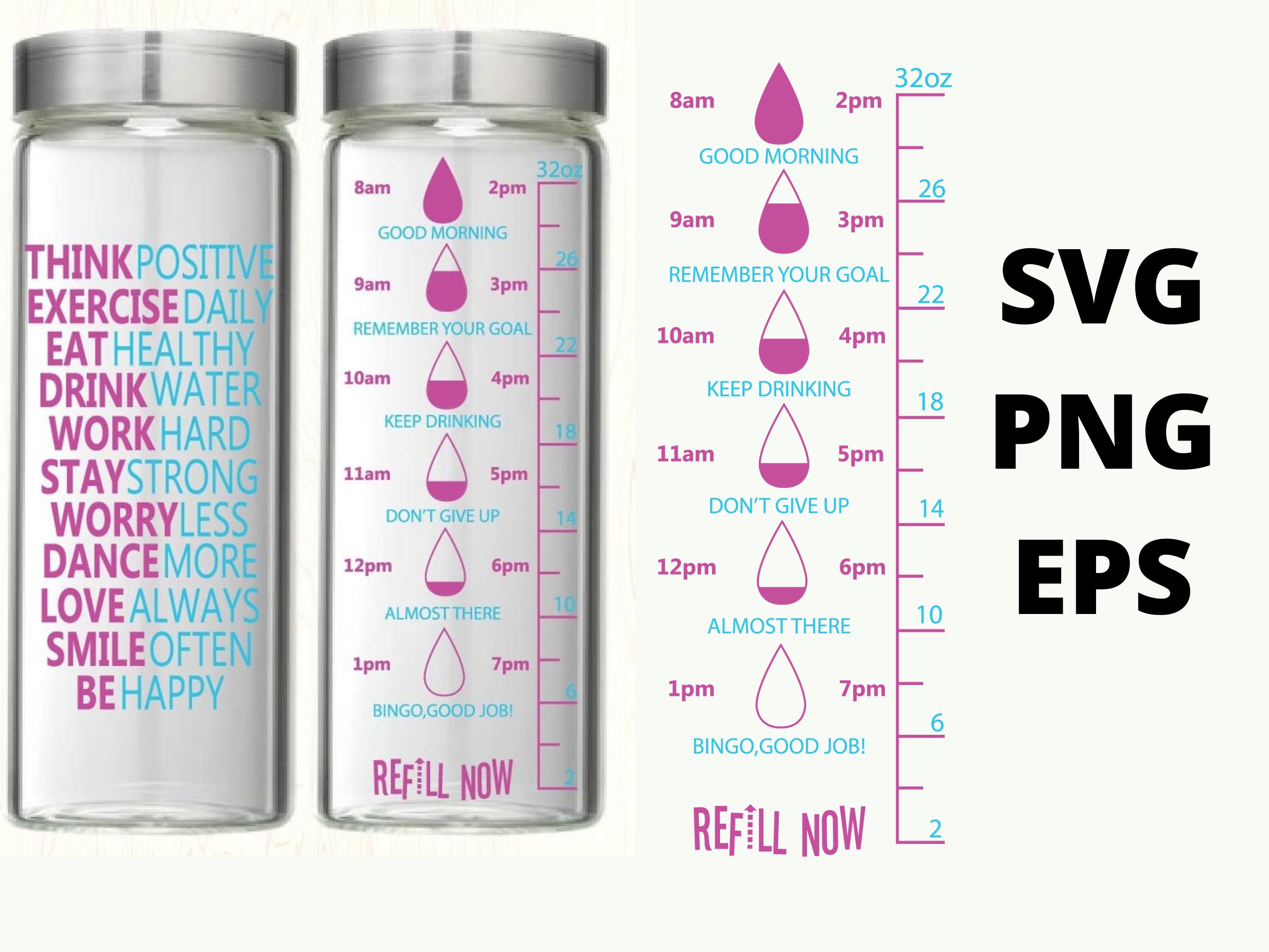 Water Bottle Drinking Tracker Svg File - Etsy