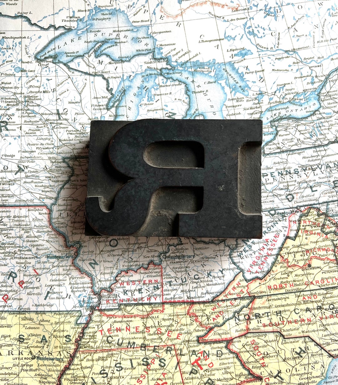 Large Wood Printers Letter R Printers Block Print Block Stamp Antique ...