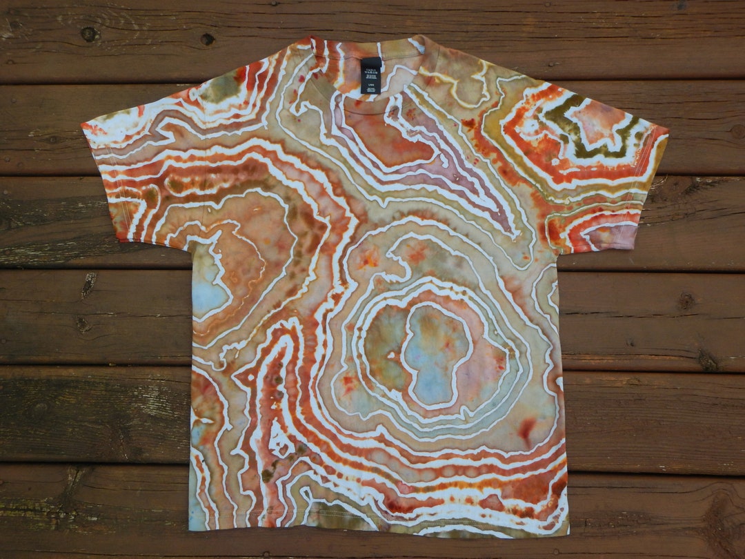 Large Moss Green and Burnt Orange Earth Tone Geode Tie-dye - Etsy