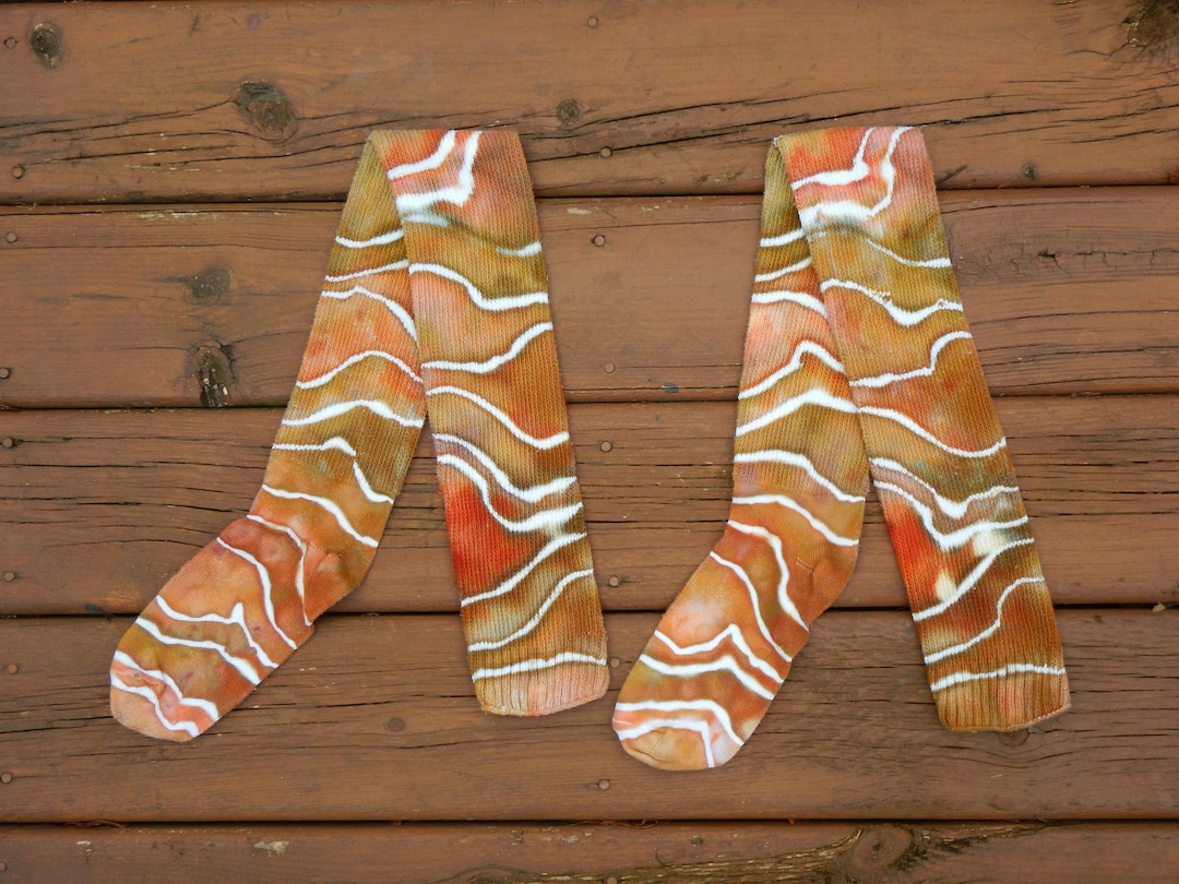 Burnt Orange and Moss Green, Earth Tone Geode Stripe Tie-dye / Ice-dye ...